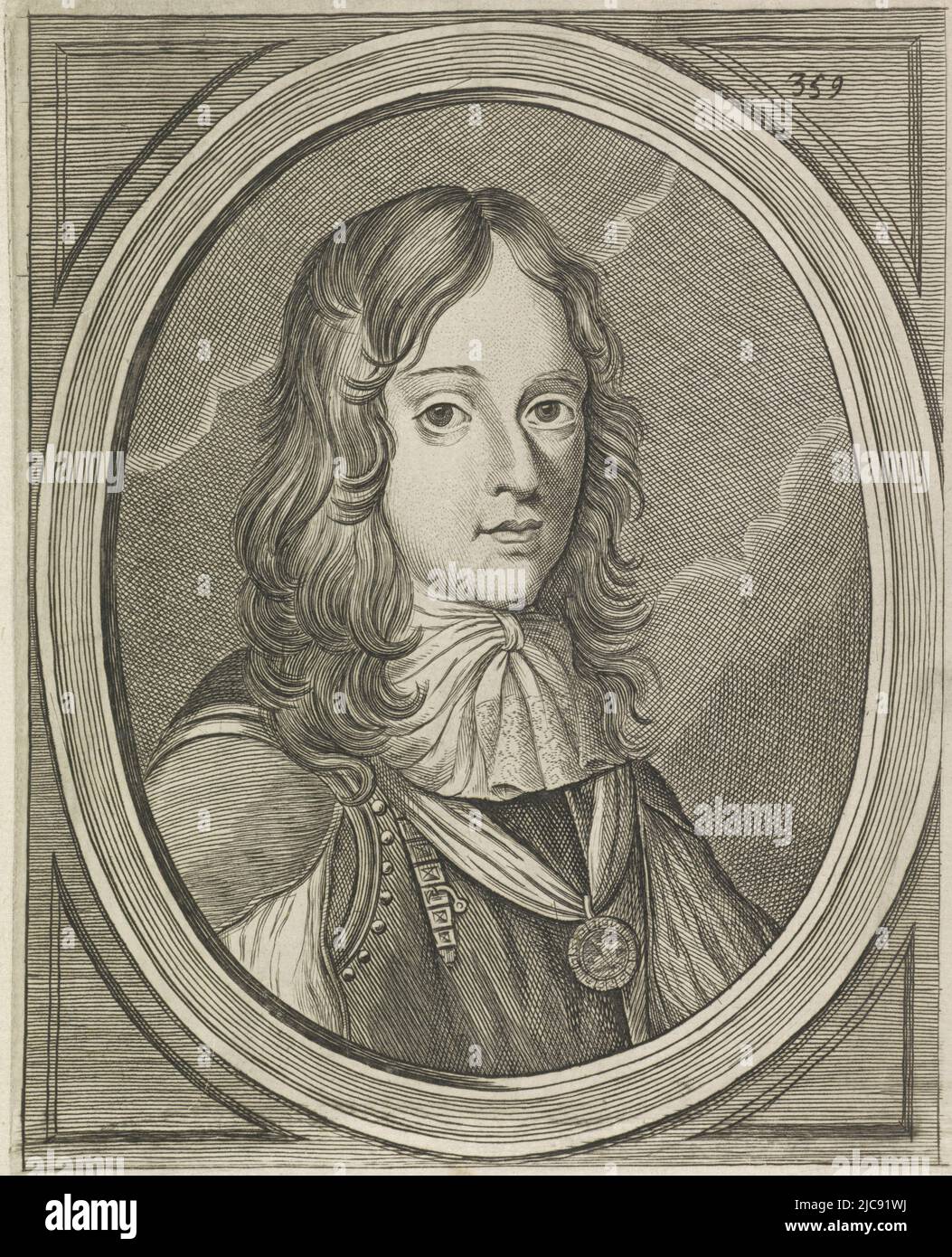 Portrait of William III in an oval. In the lower margin his name and ...