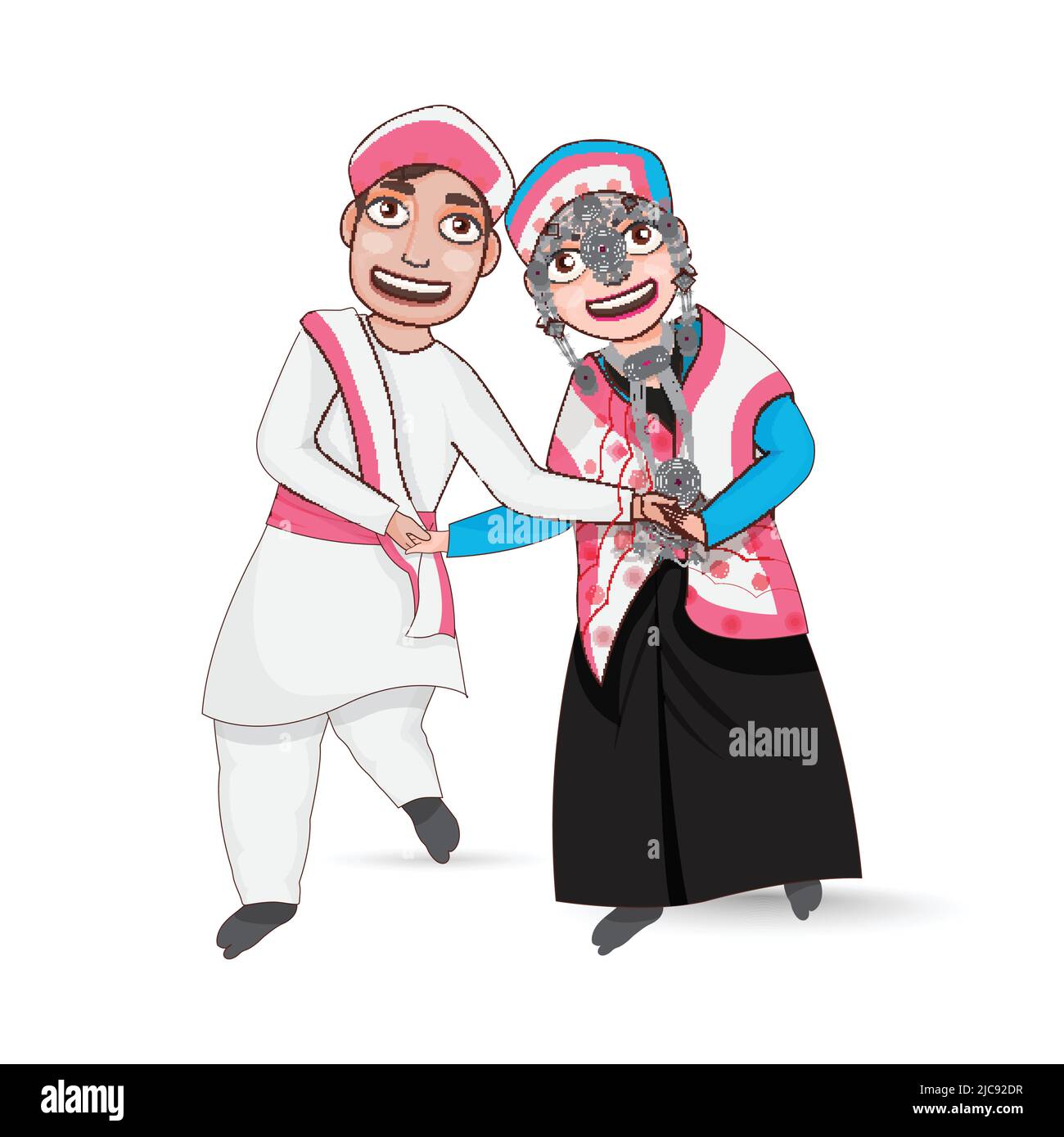 Himachal Pradesh Young Couple Performing Nati Dance In Traditional ...