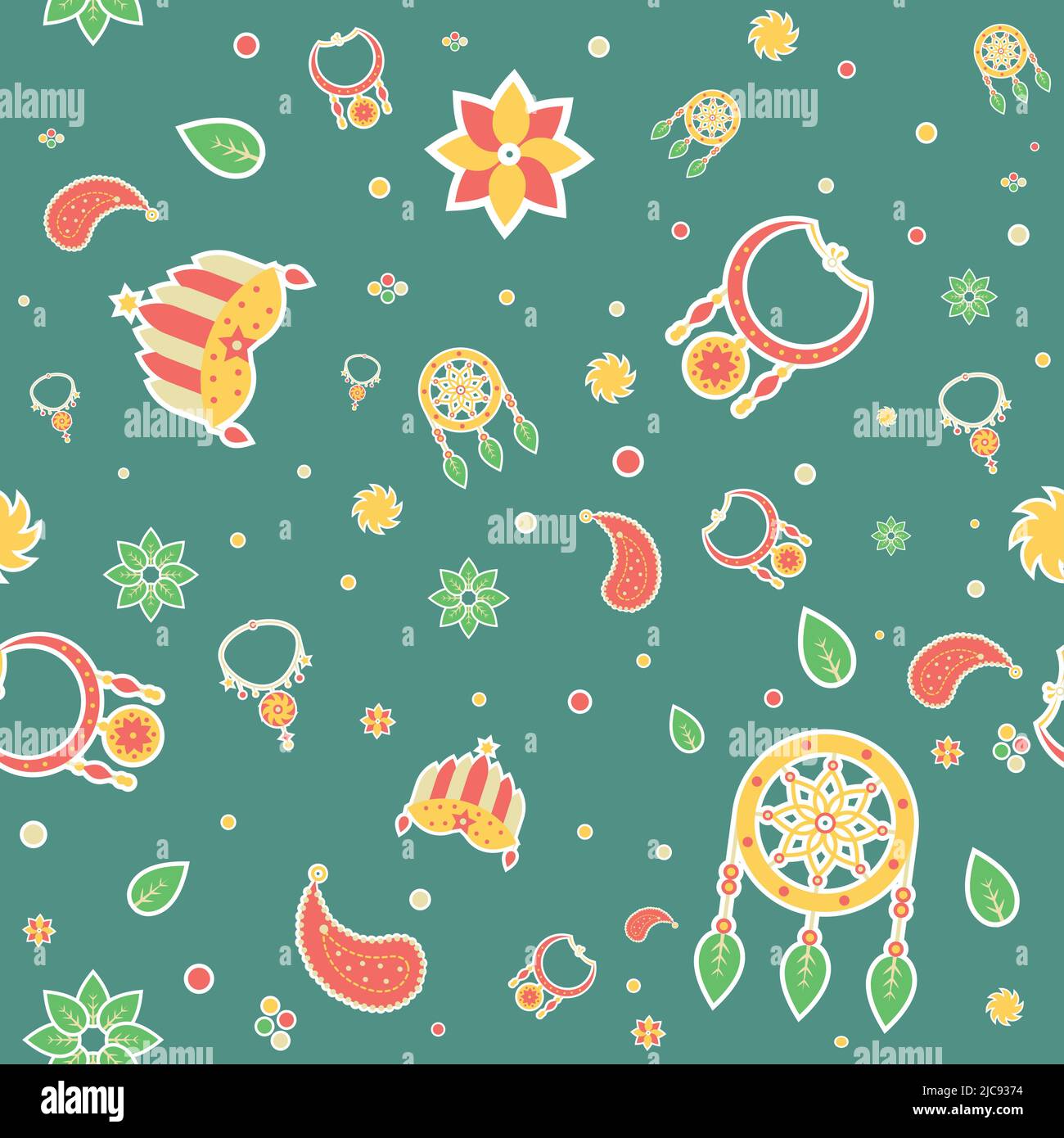 Sticker Style Boho Pattern Background Stock Vector Image & Art - Alamy