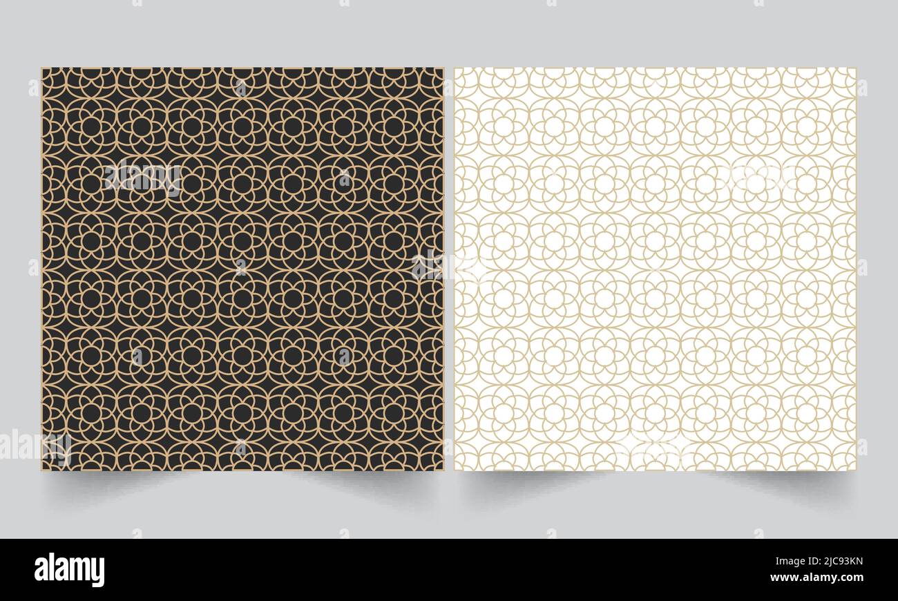 Seamless Geometric Flower Pattern Background In Two Color Options Stock ...