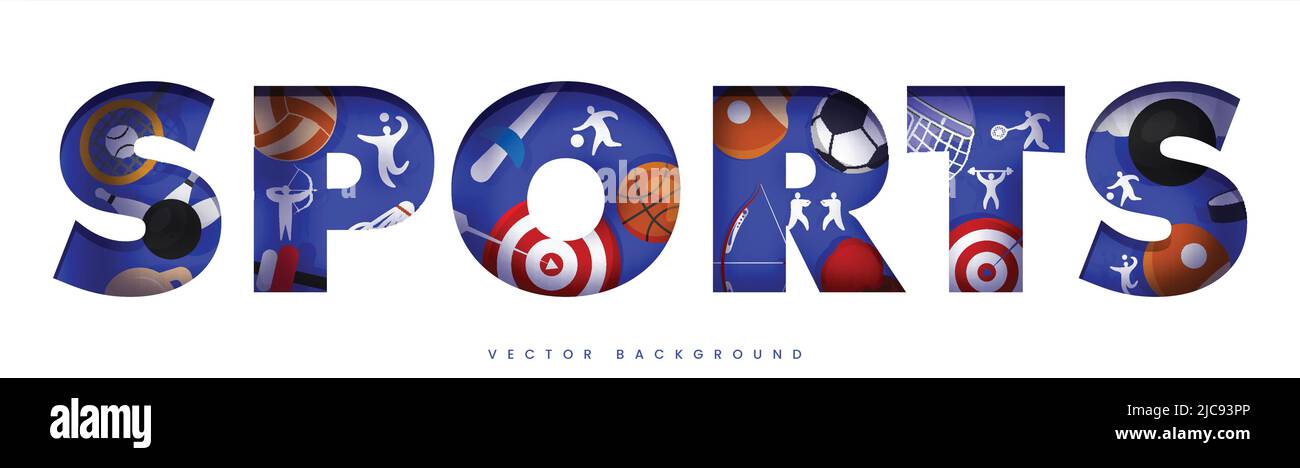 Sports Lettering With Tournament Elements On White Background Stock ...