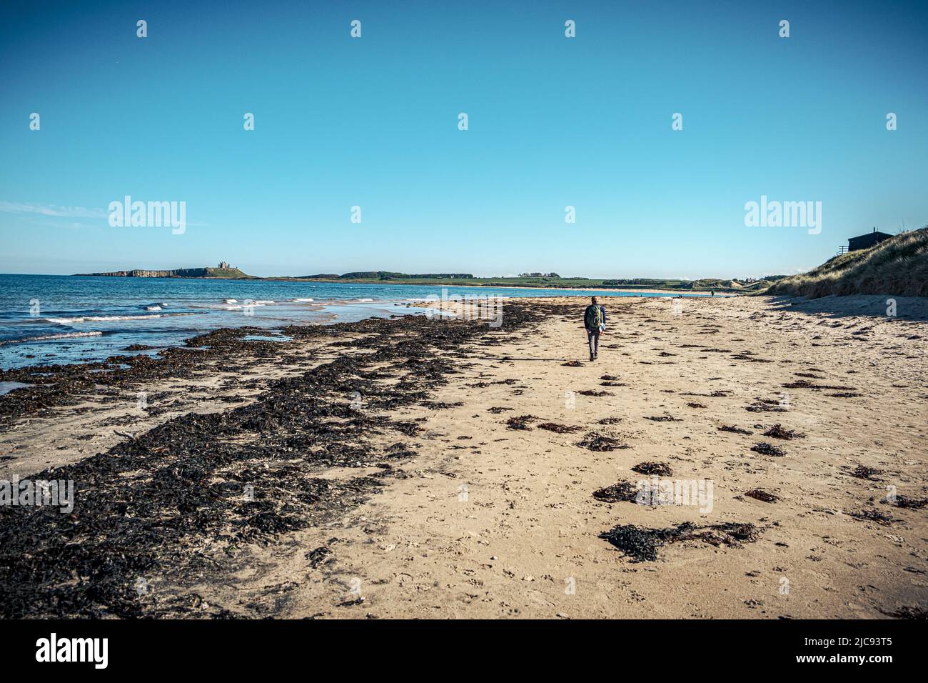 Embleton Beach and bay with Dunstanburgh Castle in the Distance ...