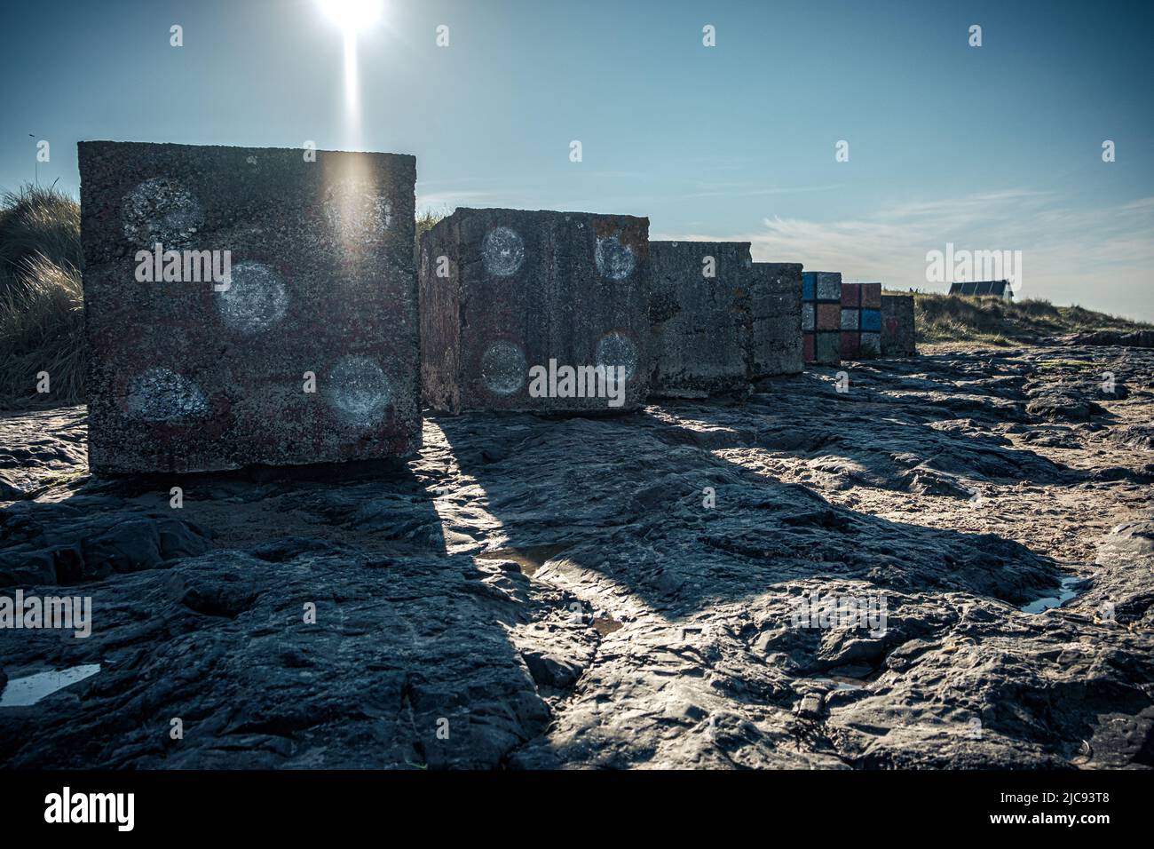 Concrete Anti Tank Blocks from WWII Decorated as Dice and Rubik's Cube ...