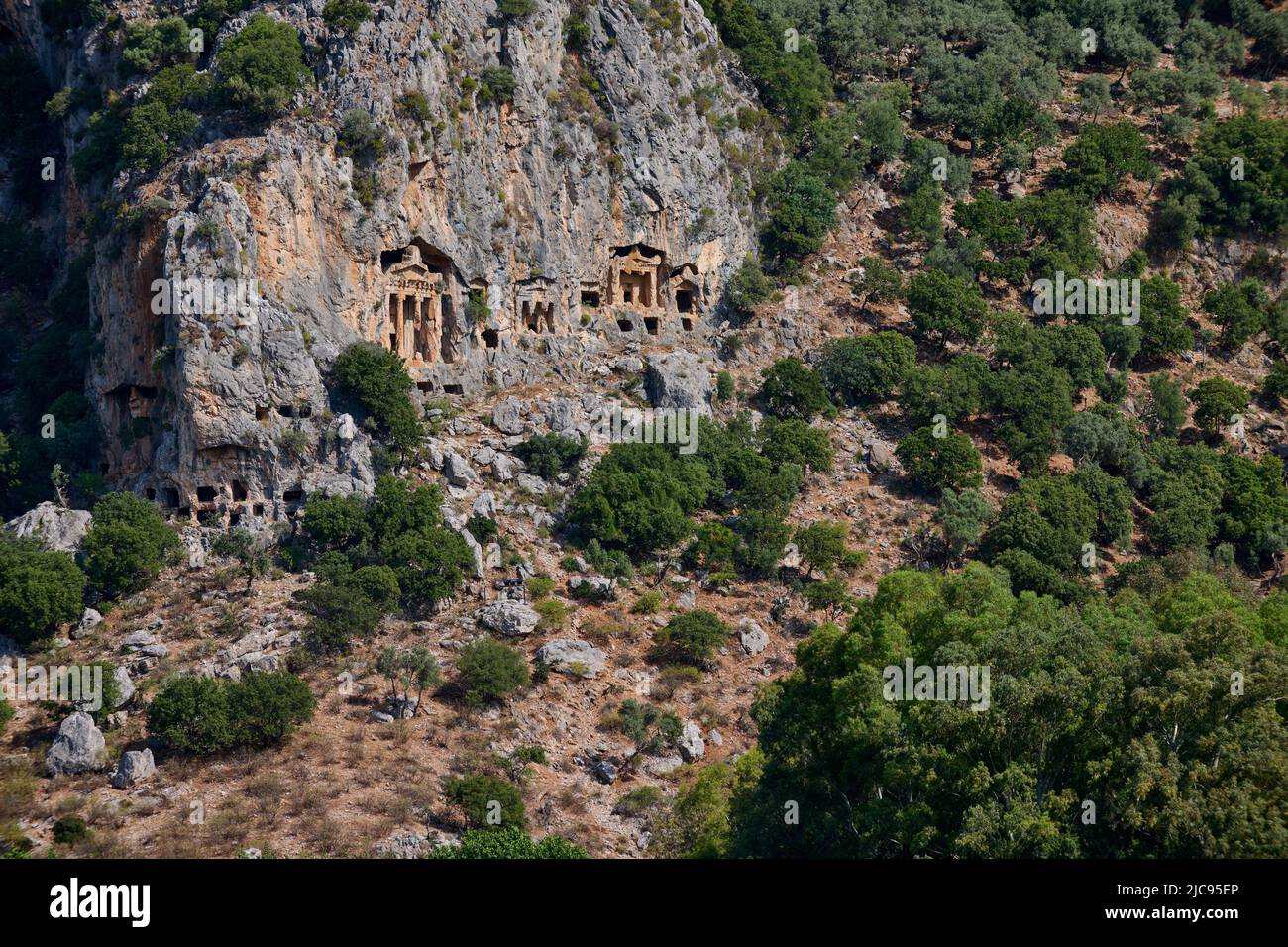Lycian rock tombs in a rock face of Dalyan, Turkey Stock Photo - Alamy