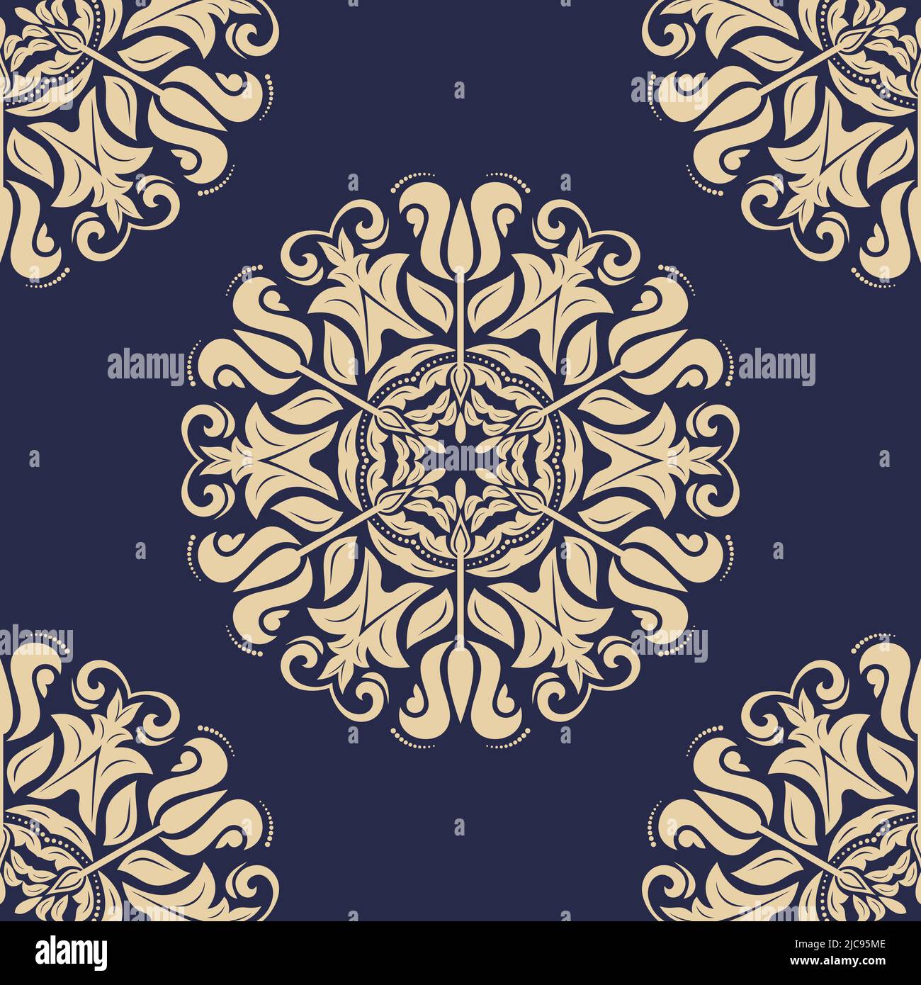 Orient vector blue and golden classic pattern. Seamless abstract ...
