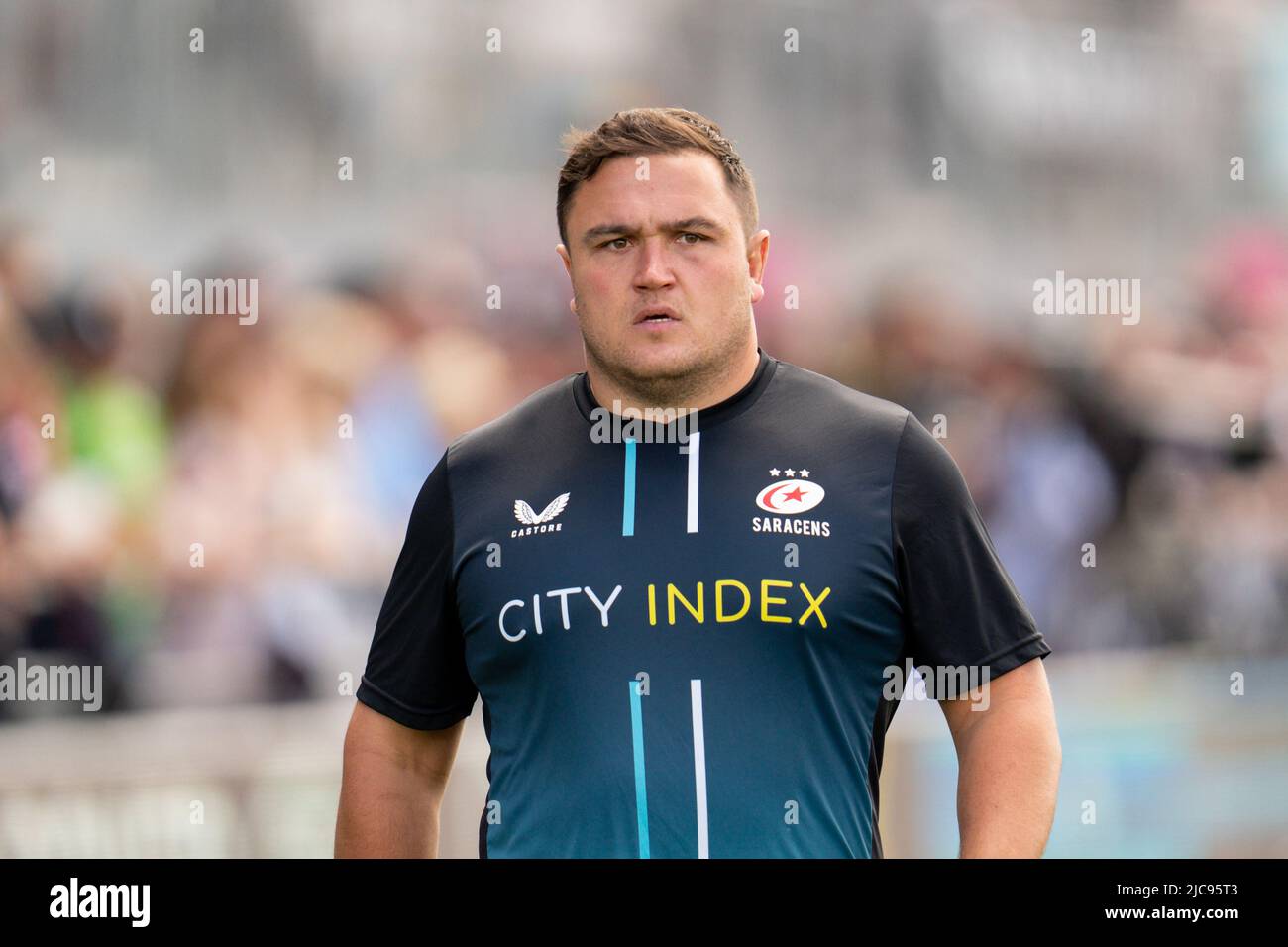 Jamie George #2 of Saracens warming up Stock Photo - Alamy
