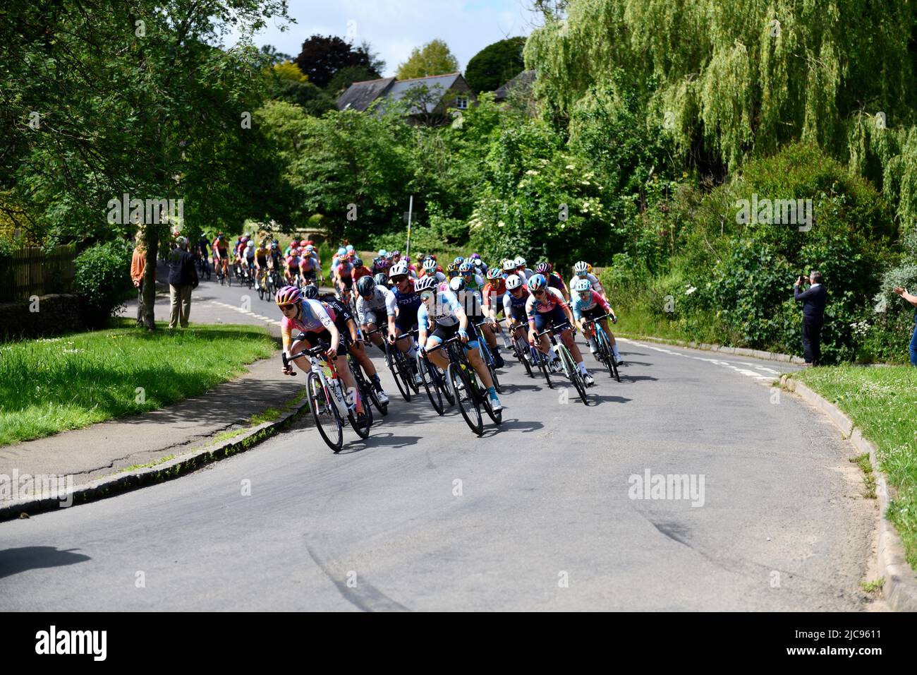 Women's Tour Race Stage six coming in to the village of Hook Norton ...