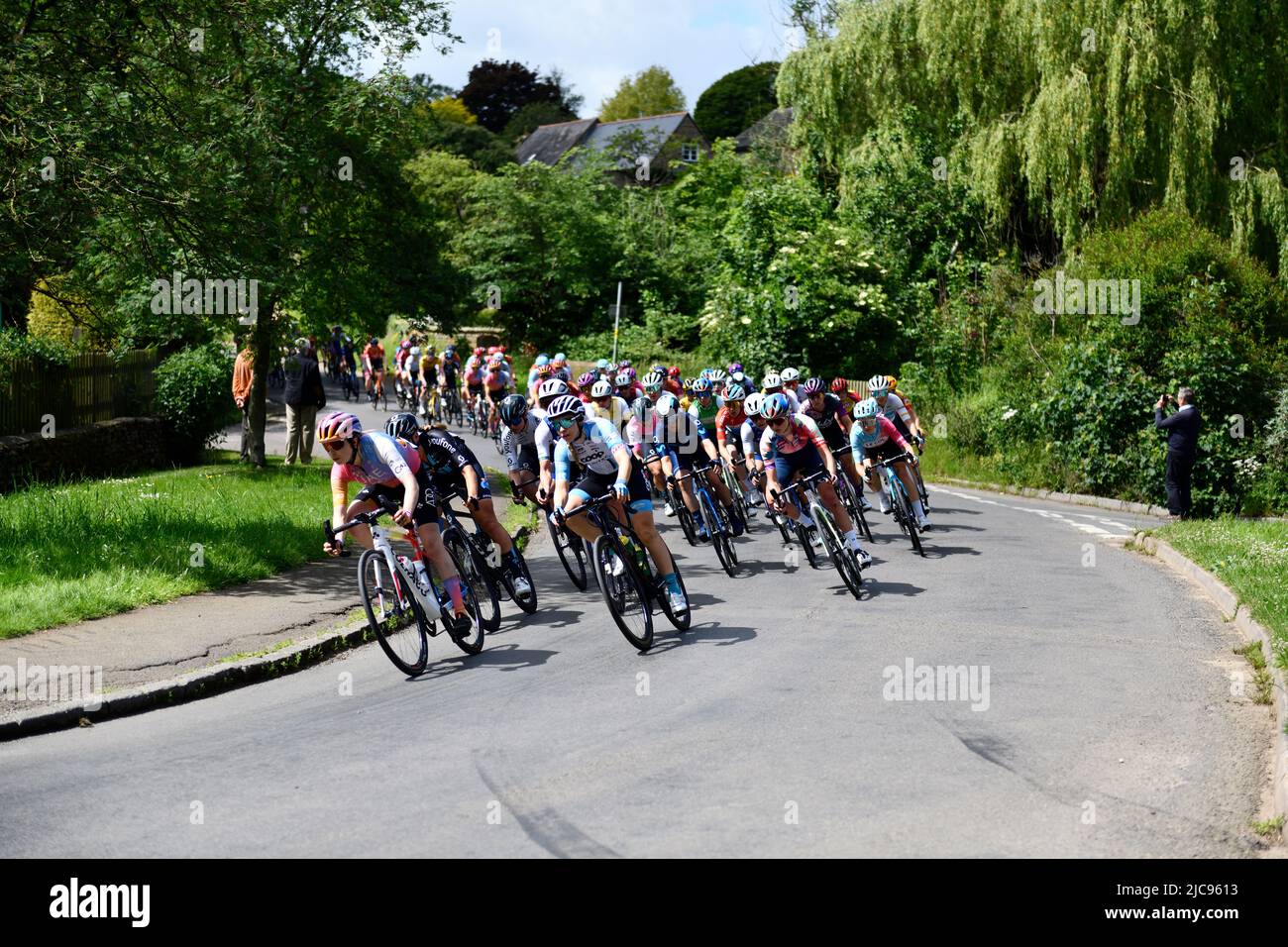 Women's Tour Race Stage six coming in to the village of Hook Norton ...