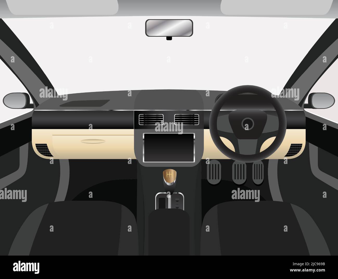 Vector Illustration of Car Dashboard with Right Hand Drive Stock Vector ...