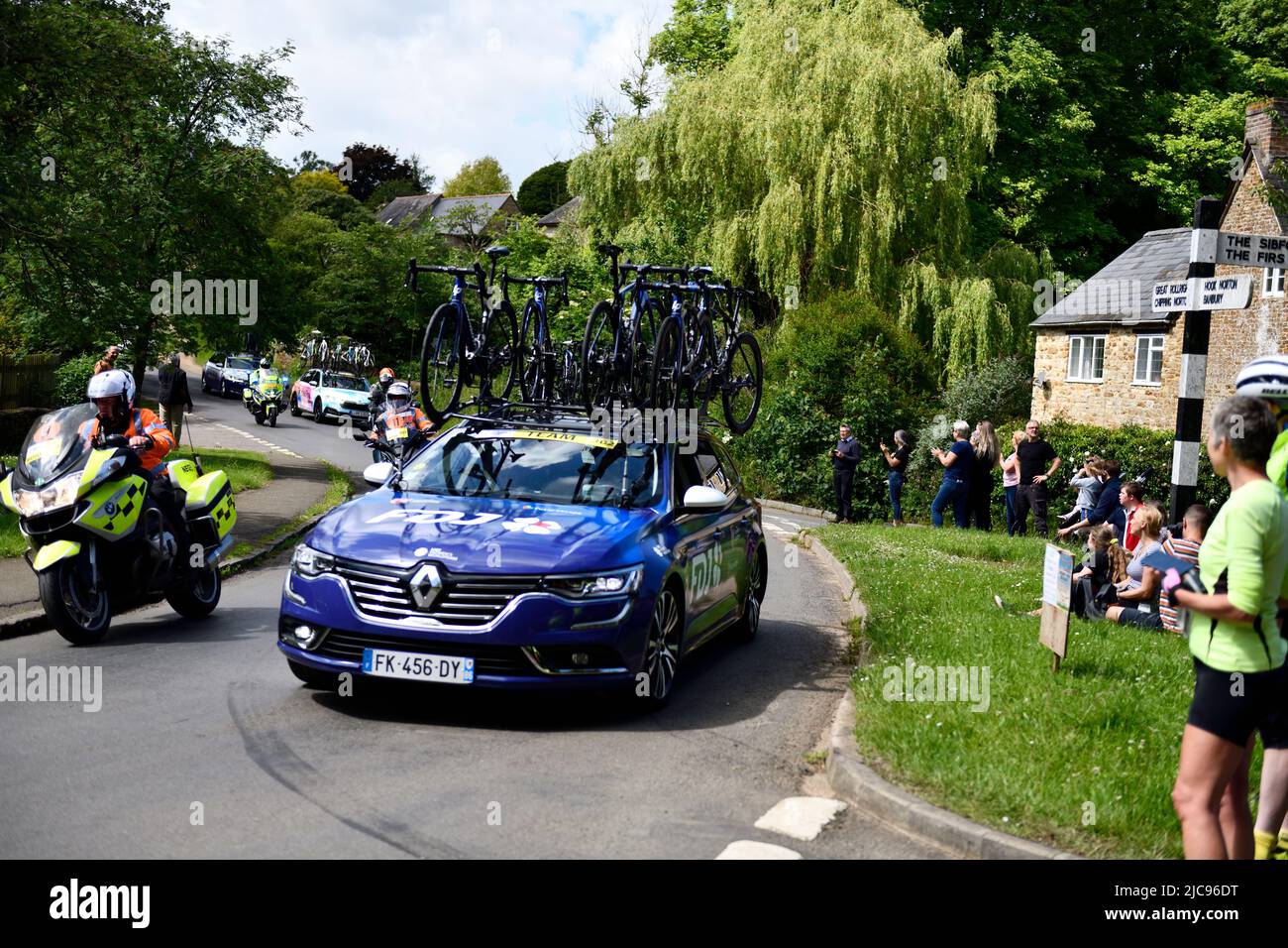 Women's Tour Race Stage six coming in to the village of Hook Norton ...