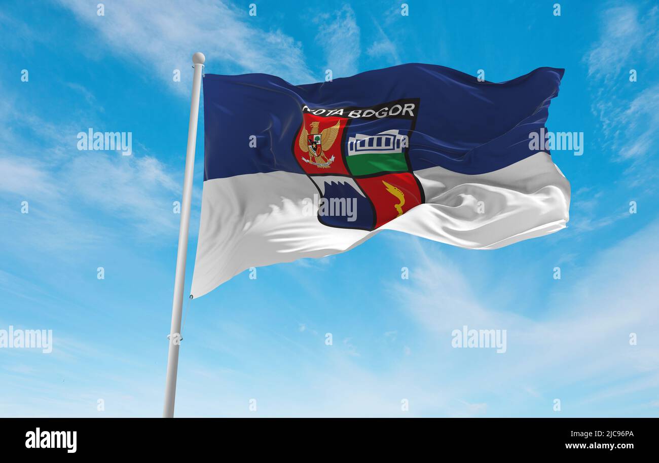 official flag of City Bogor Indonesia at cloudy sky background on ...