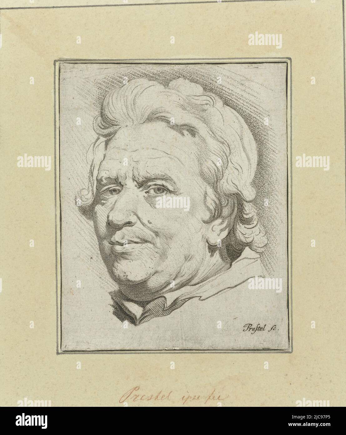 Portrait of an unknown man, print maker: Johann Gottlieb Prestel ...