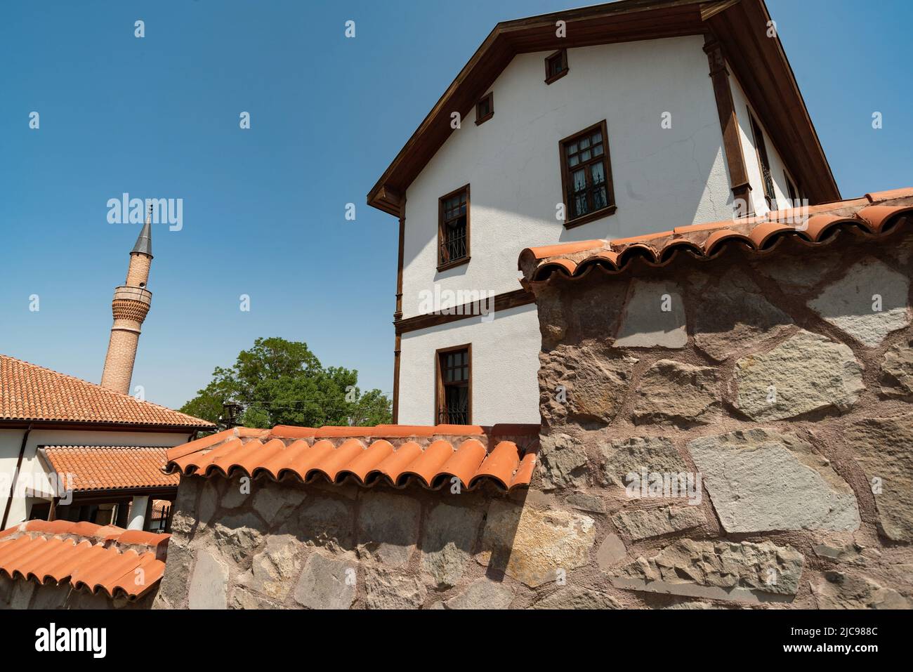 Restored old houses inside the city walls of Ankara castle, the old ...