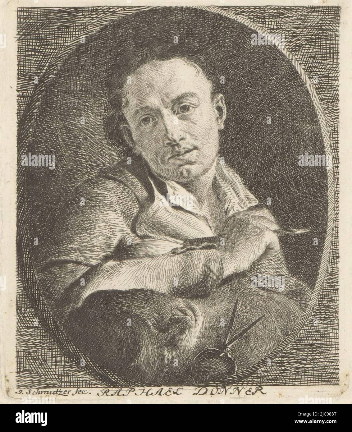 Portrait of George Raphael Johann Donner, print maker: Jakob Matthias ...