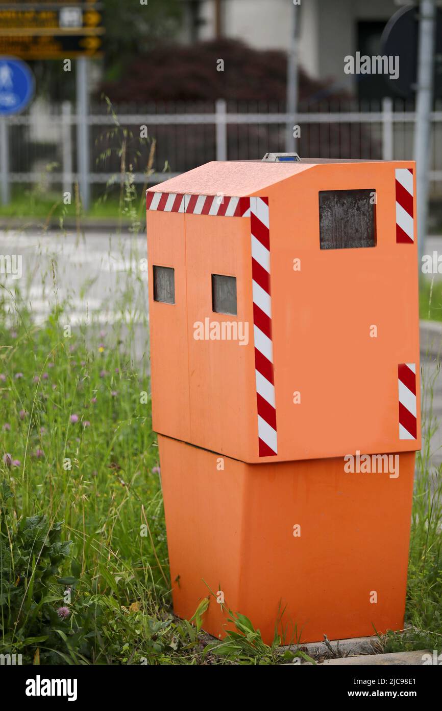 bollard with hidden camera and speed camera to record vehicle speeding ...