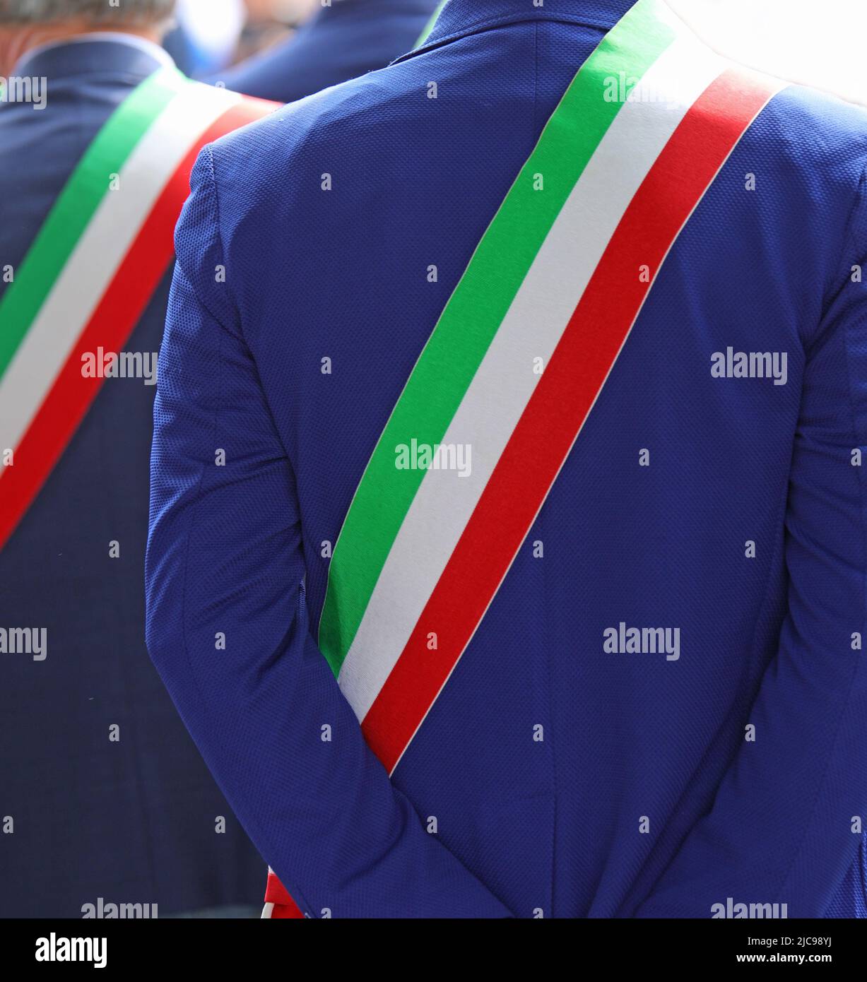 Italian mayors with tricolor green white and red bands during national ...