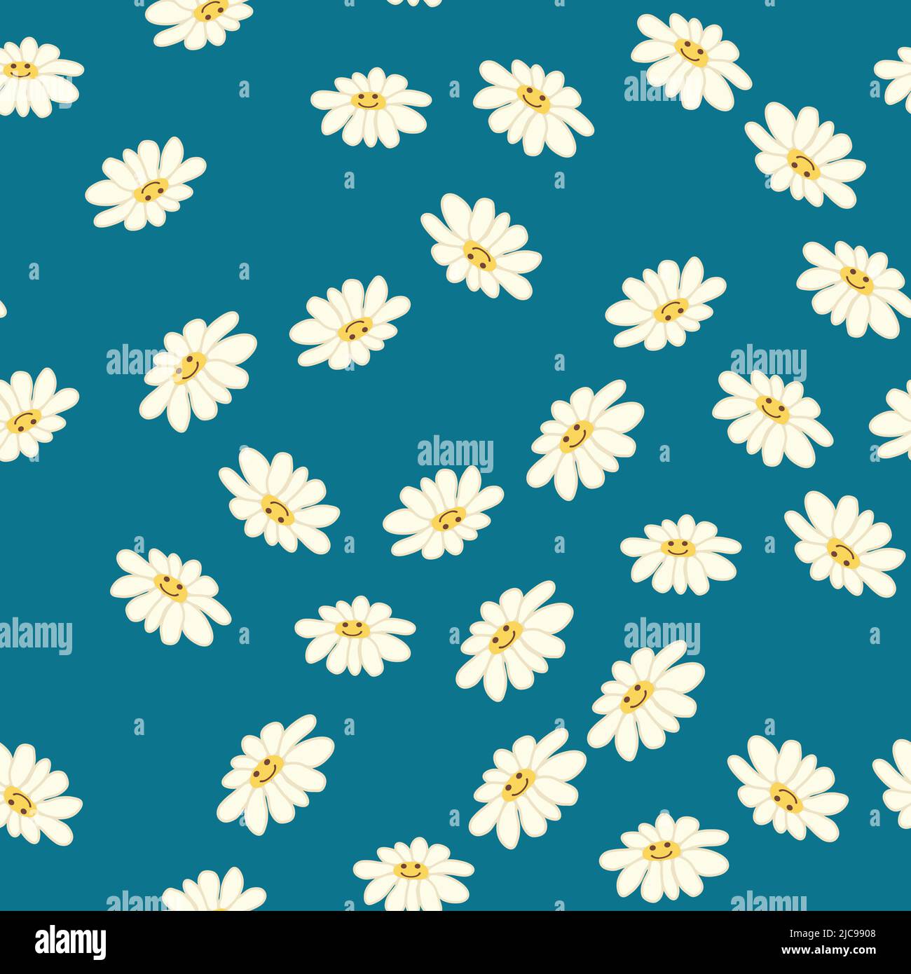 Chamomile smile 1970 pattern. Groovy daisy retro seamless pattern ...