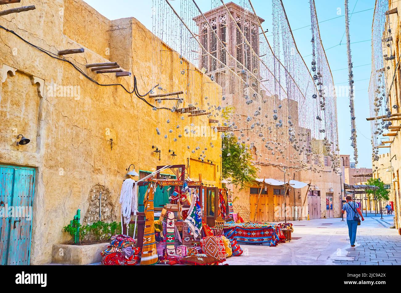 The colorful tribal patterns of rugs and carpets of rug market in the ...