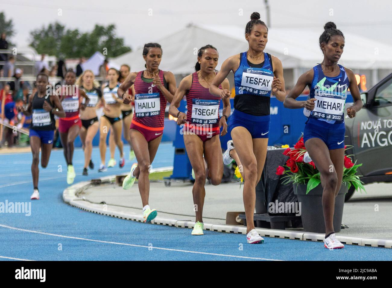 Women's 5000 metres at the P-T-S athletics meeting in the sports site ...