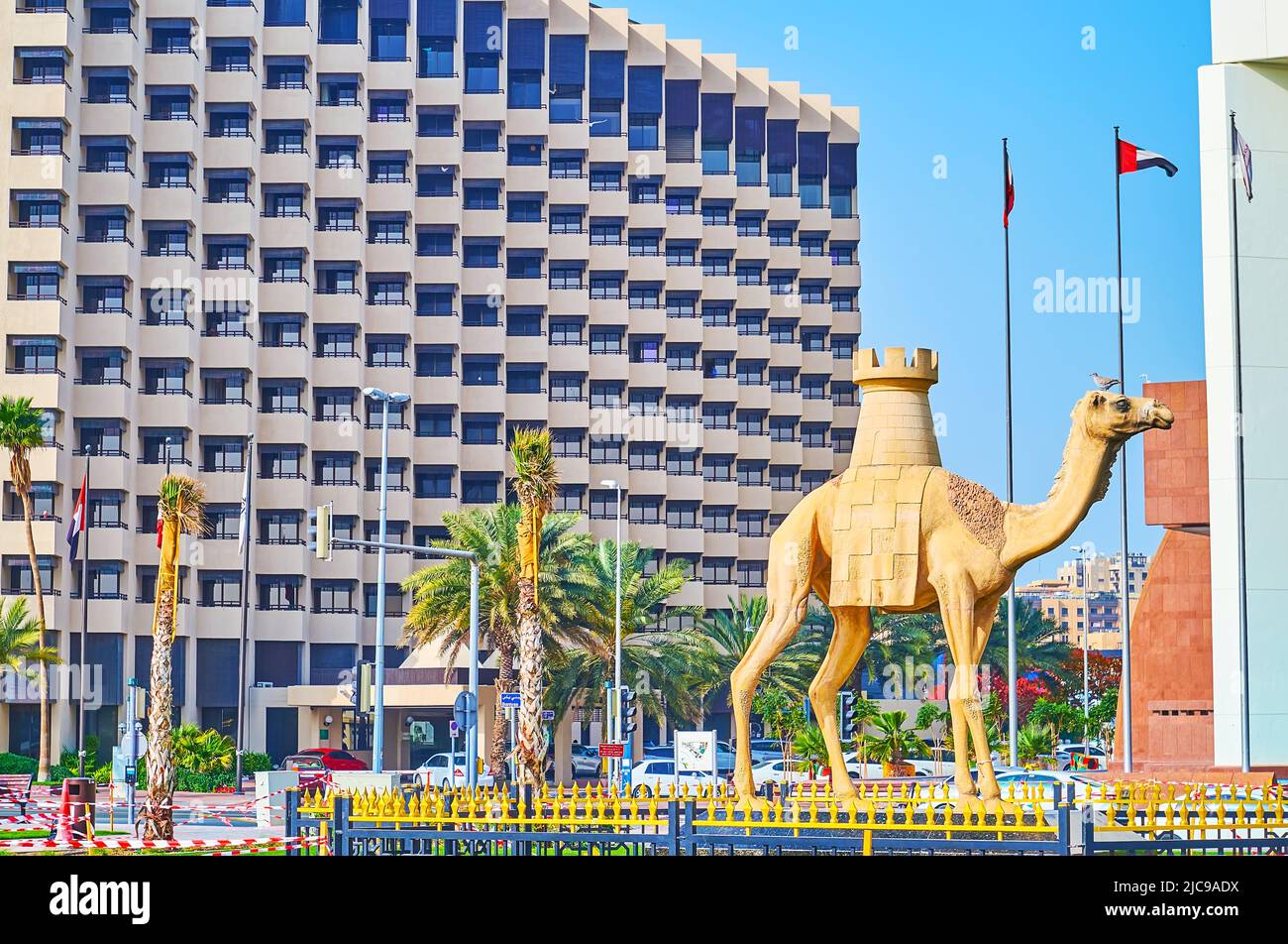 The Camel Statue among the modern buildings of Deira, Port Saeed, Rigga ...