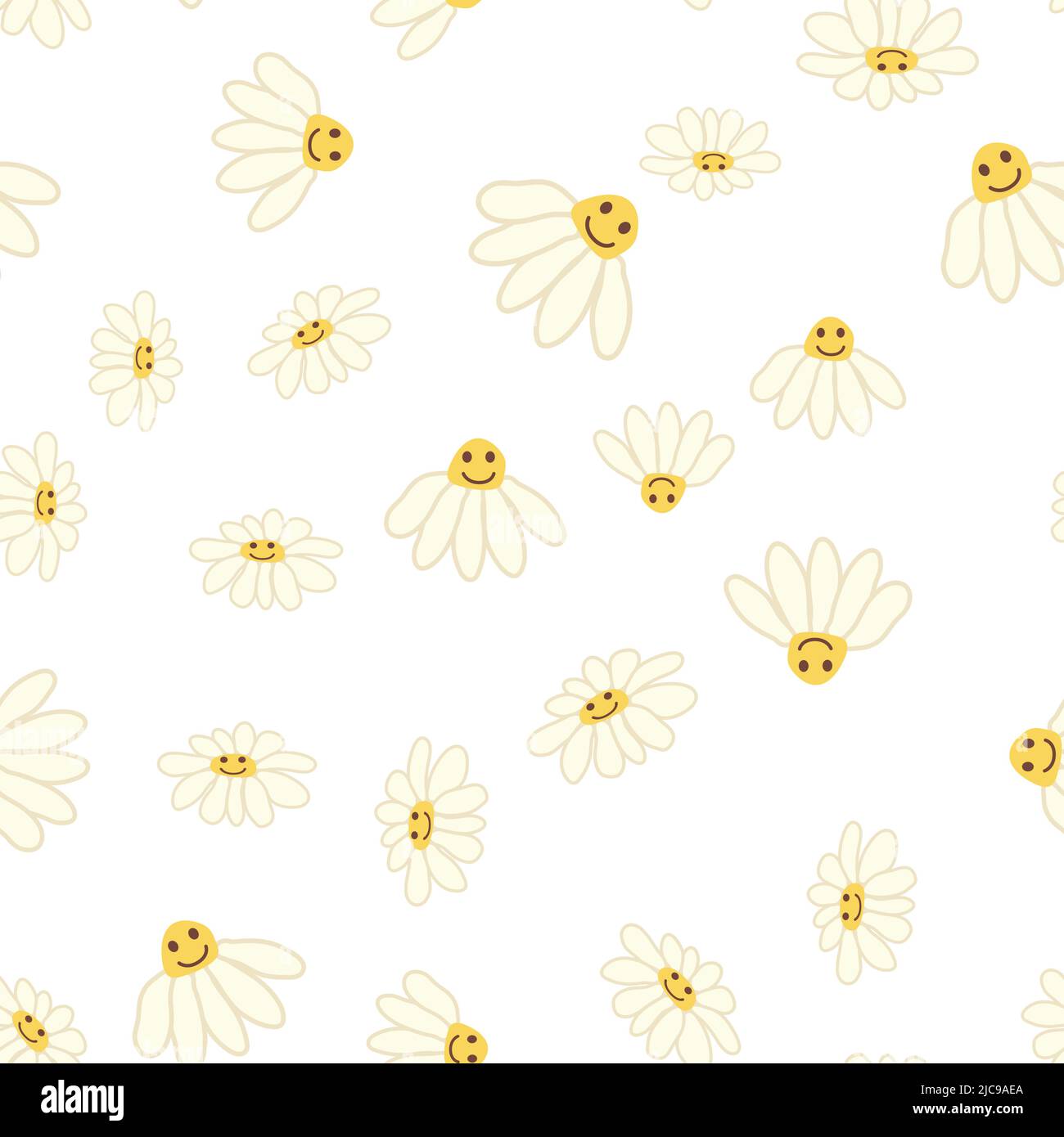 Groovy daisy retro seamless pattern. 70s vibe hippie ornament. Floral ...