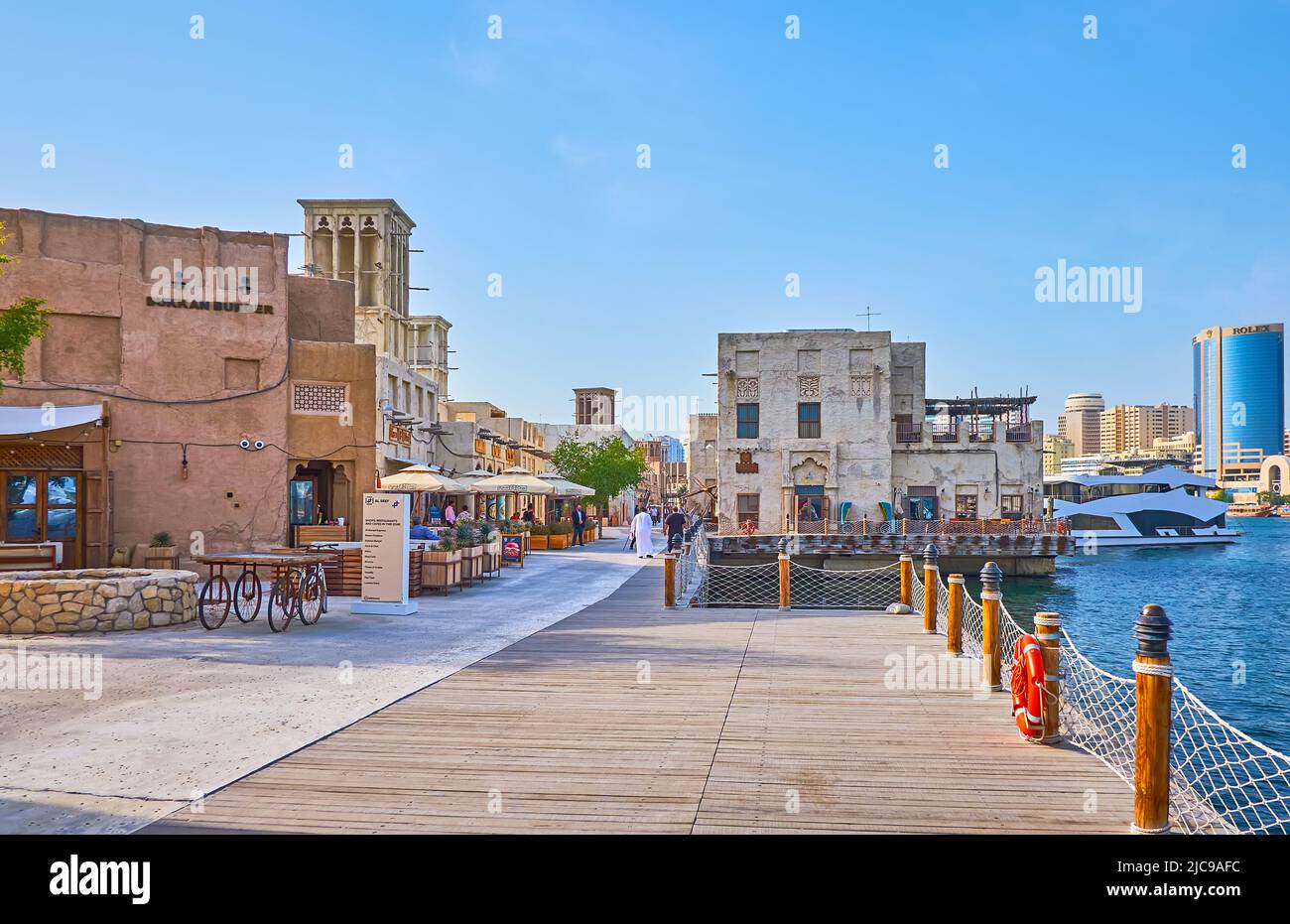 DUBAI, UAE - MARCH 1, 2020: Al Seef neighborhood stretches along the ...