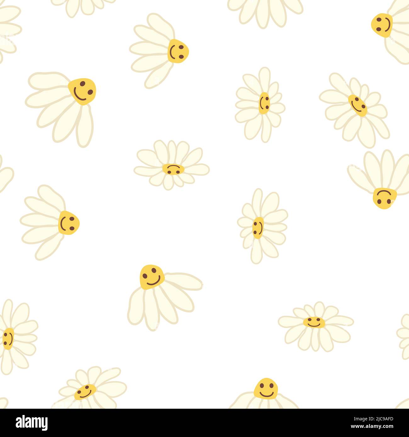 Groovy daisy retro seamless pattern. 70s vibe hippie ornament. Floral ...
