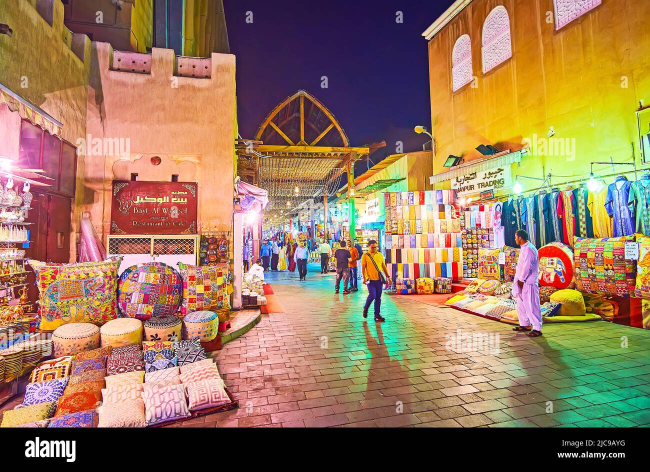 DUBAI, UAE - MARCH 1, 2020: Dubai Old Souk market boasts traditional ...