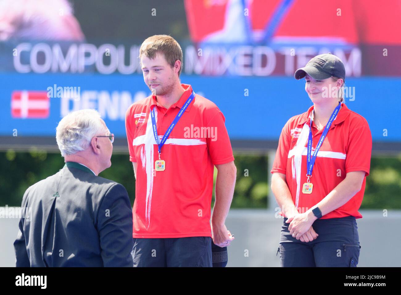 Compound mixed team Denmark Tanja Gellenthien and Stephan Hansen during ...