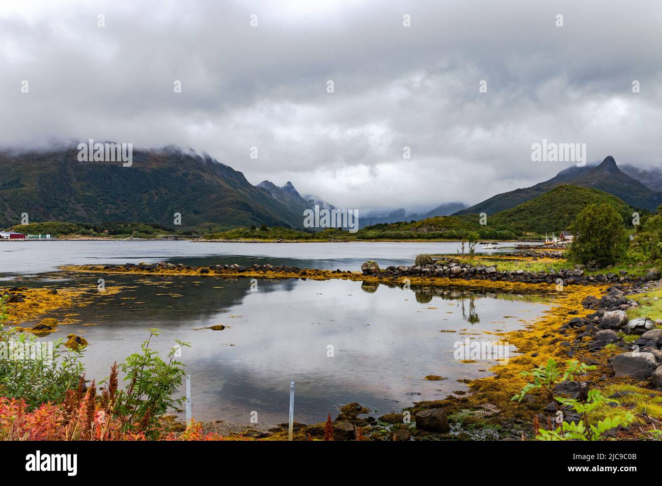 colorful Lofoten landscape with reflections Stock Photo - Alamy