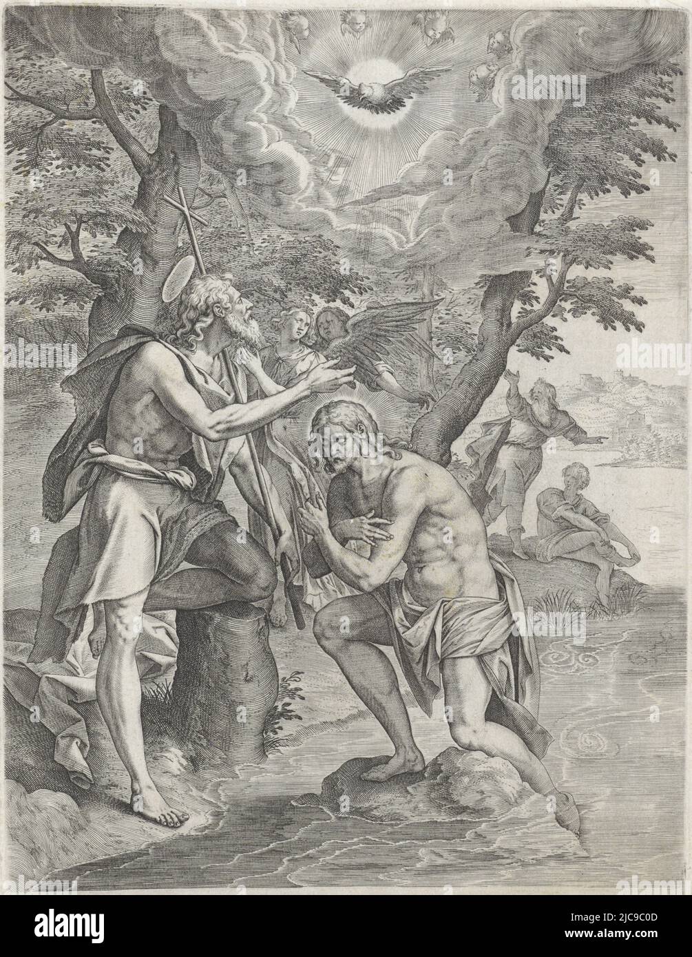 Christ is baptized in the Jordan River by John the Baptist, in the ...