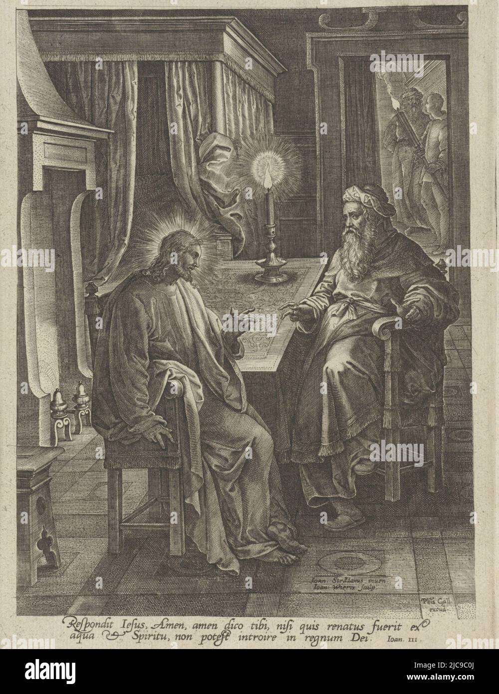 The Pharisee Nicodemus is in conversation with Christ in the middle of ...