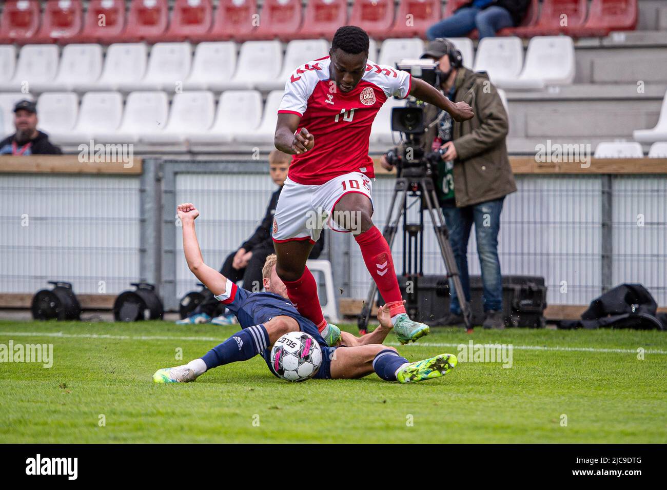 Vejle, Denmark. 10th June, 2022. Mohamed Daramy (10) of Denmark seen ...