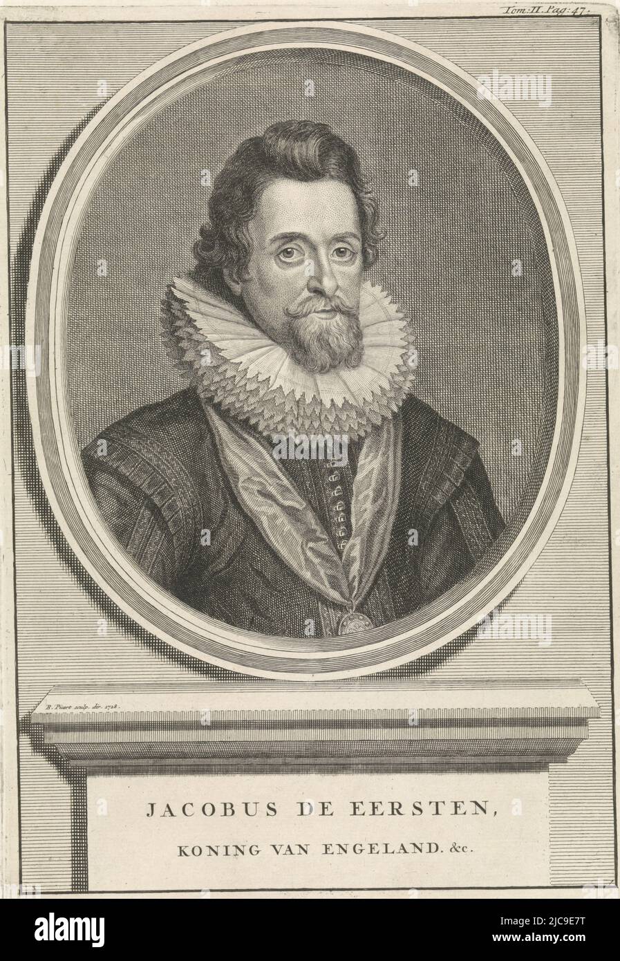 Portrait of James I, King of England, print maker: Bernard Picart ...