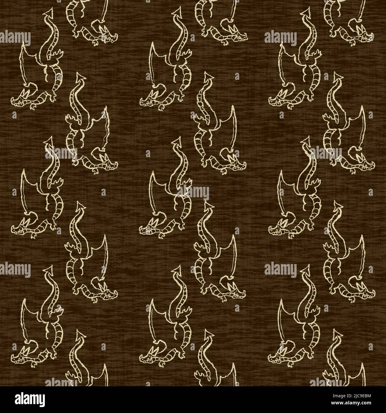 Dragon linen effect texture seamless pattern. Woven mythical beast for ...