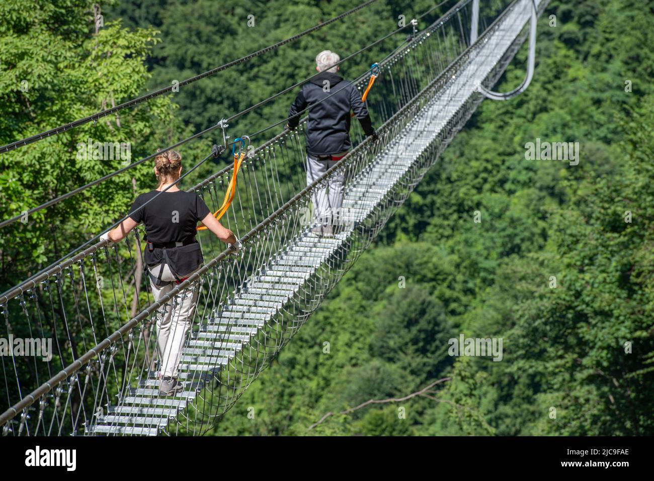Dossena Italy 11 June 2022: Walk on the longest Tibetan bridge in ...