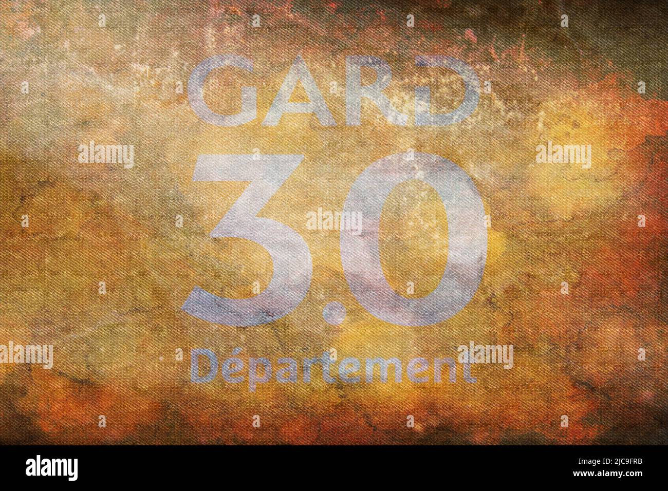 Top view of retroflag department of Gard, France with grunge texture ...