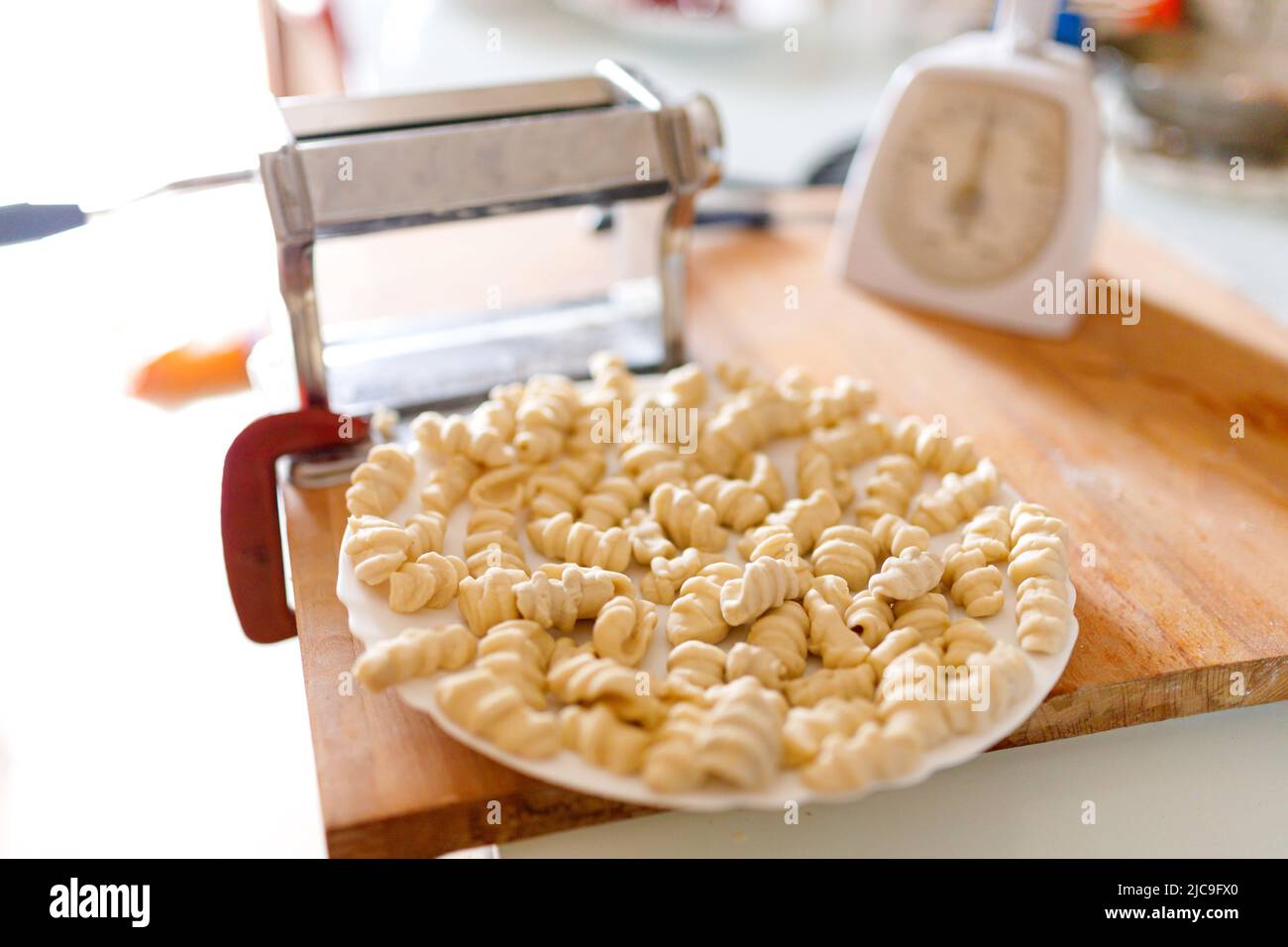 making traditional italian homemade pasta Stock Photo - Alamy