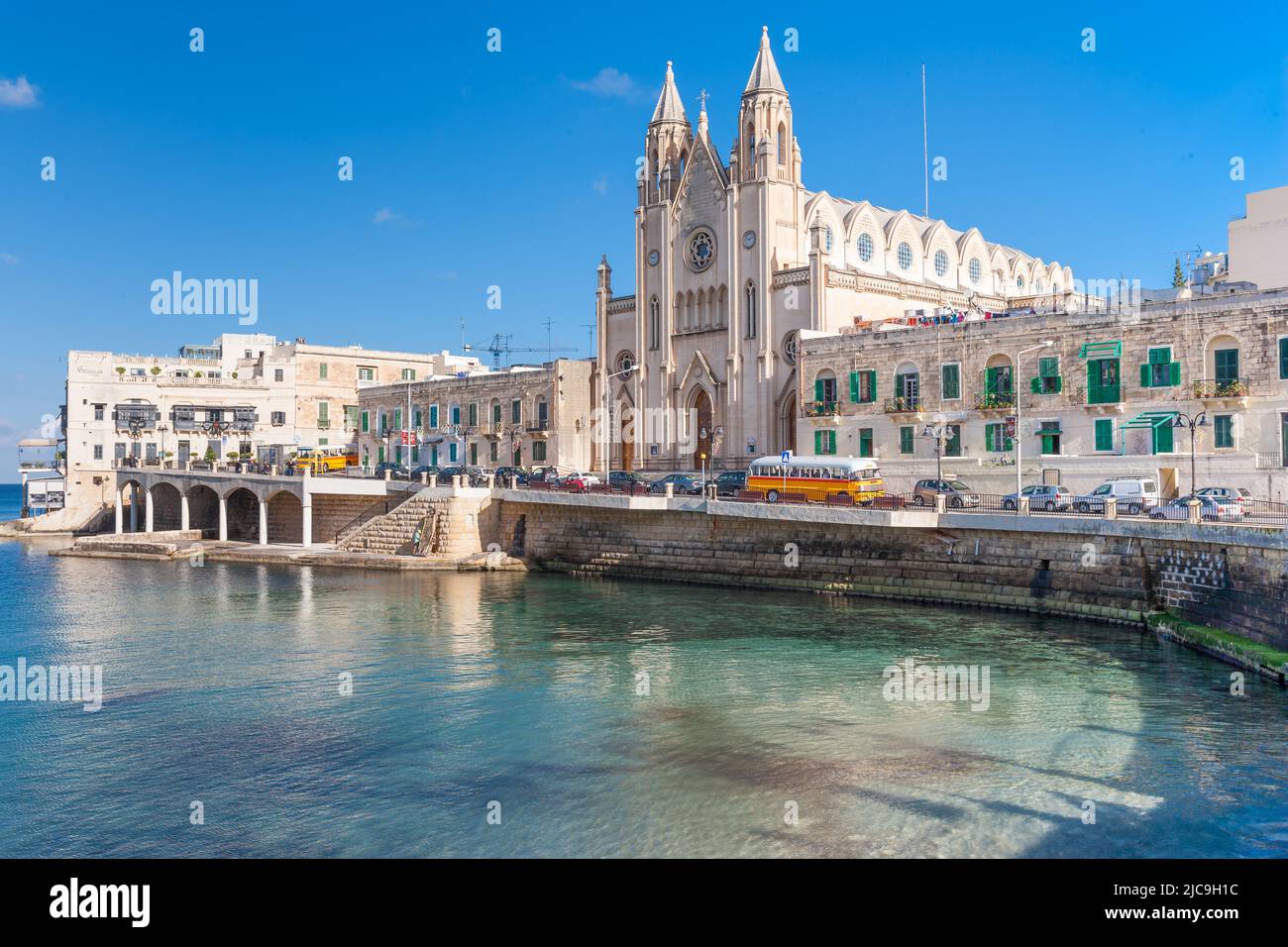 Carmalite Church, Balluta Bay, Saint Julians, Malta, with old style ...