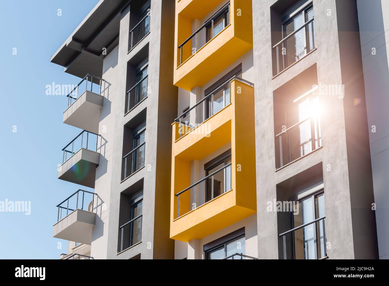 A block of modern European residential apartment buildings. Abstract ...