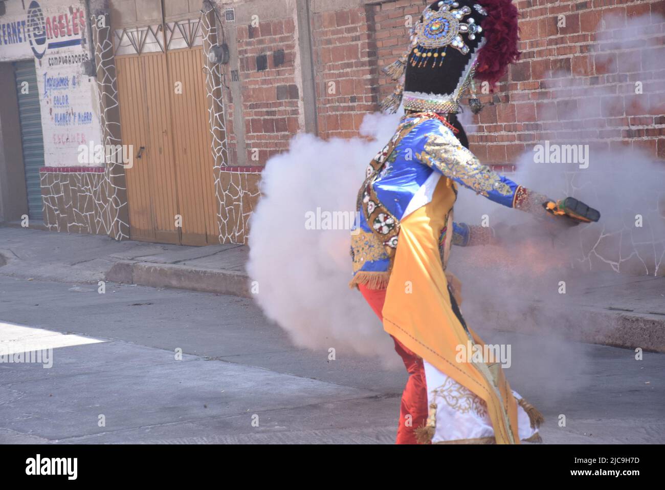 Guns being fired during Carnaval in Huejotzingo, Puebla Mexico Stock ...