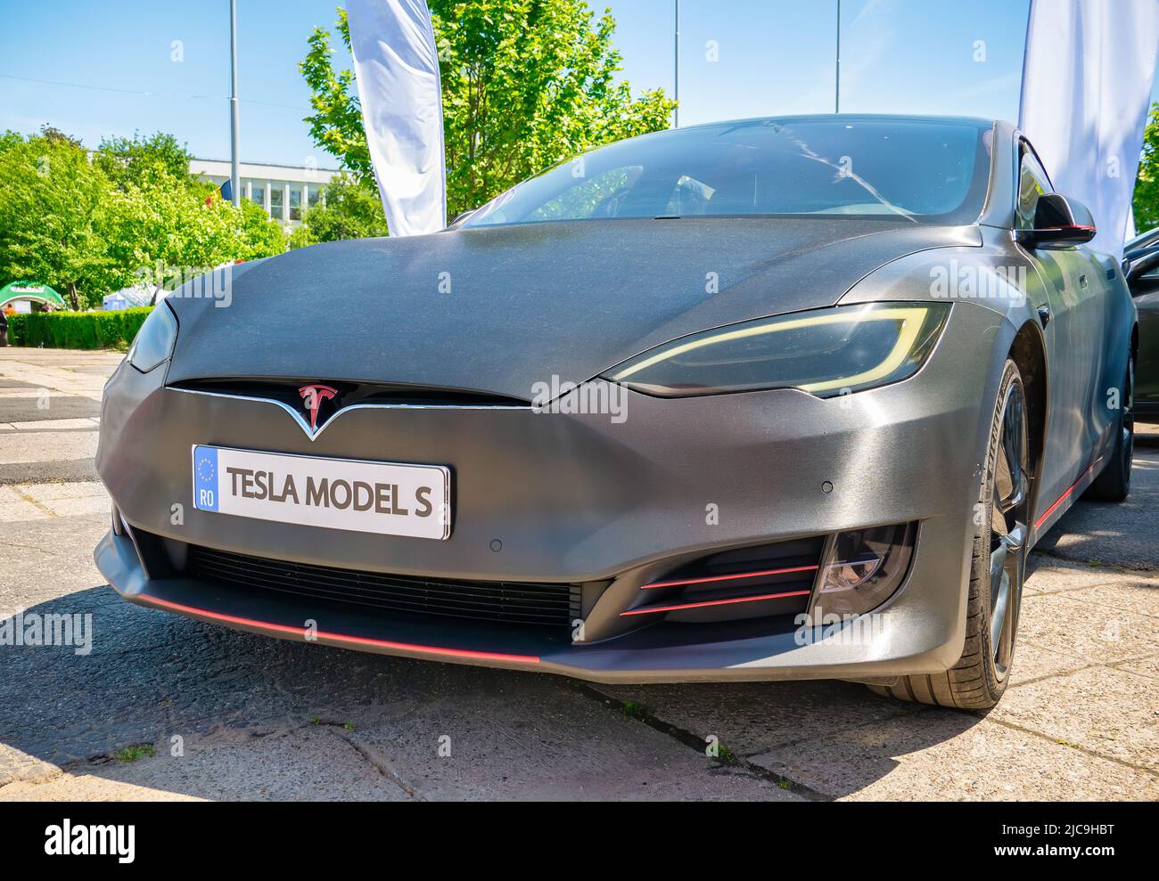 Bucharest, Romania - 05.20.2022: Close up with the Model S of the ...