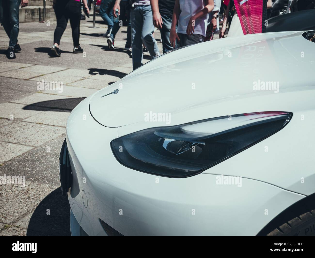 Bucharest, Romania - 05.20.2022: Close up with the Model 3 of the ...