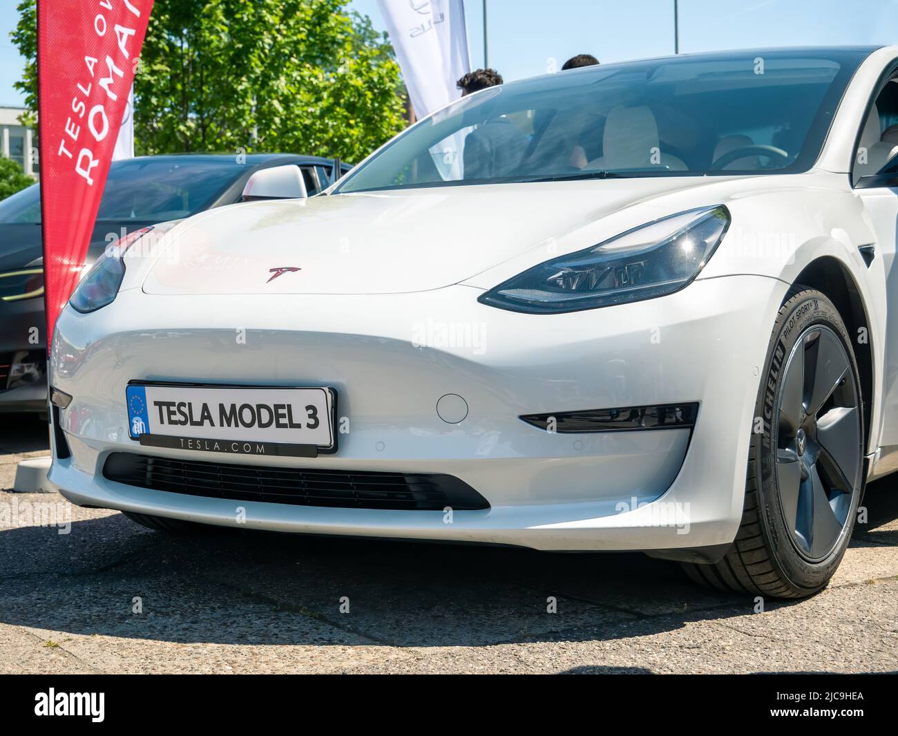 Bucharest, Romania - 05.20.2022: Close up with the Model 3 of the ...