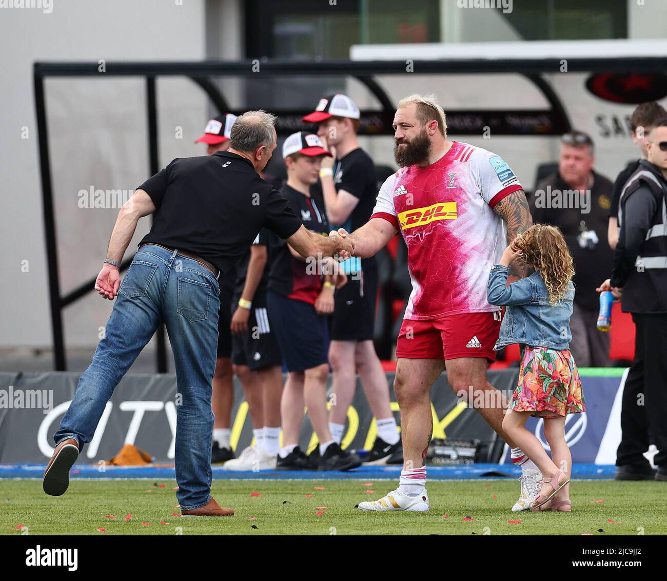 London, UK, 11th June 2022. Joe Marler of Harlequins walks off the ...