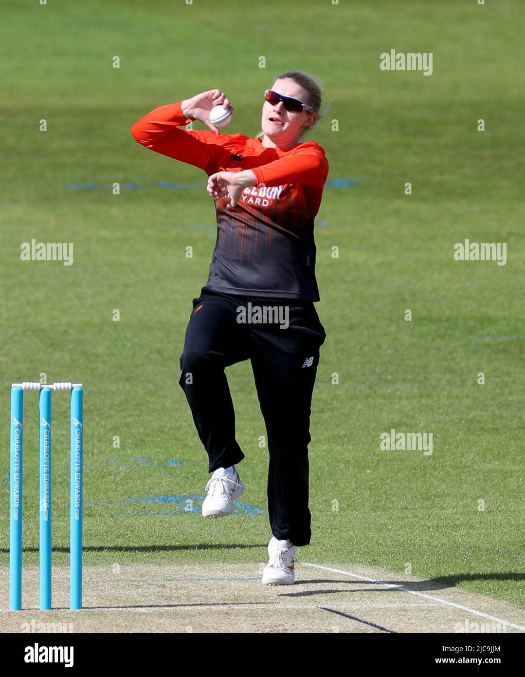 Southern Vipers’ Charlie Dean bowls during the Charlotte Edwards Cup ...