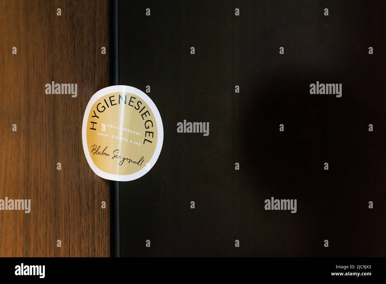 Donaueschingen, Germany. 08th June, 2022. A hygiene seal is stuck on ...