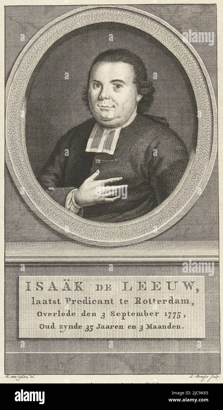 Portrait of Isac de Leeuw, Rotterdam, borscht in oval frame, Portrait ...