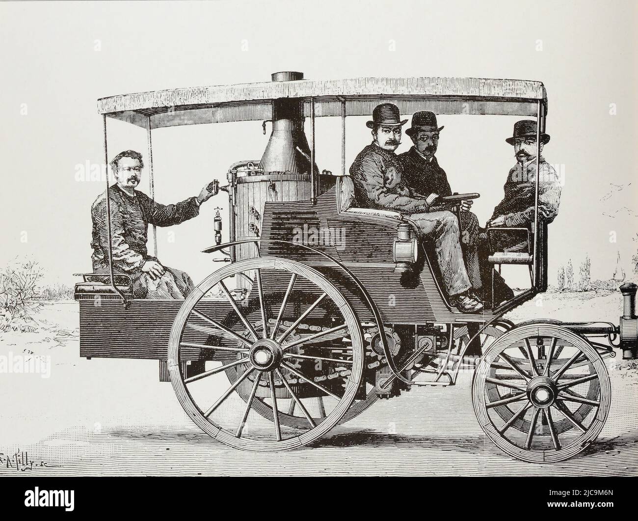 Eng translation : "STEAM CAR BUILT BY. MM DE. DION AND TREPARDOUX ...