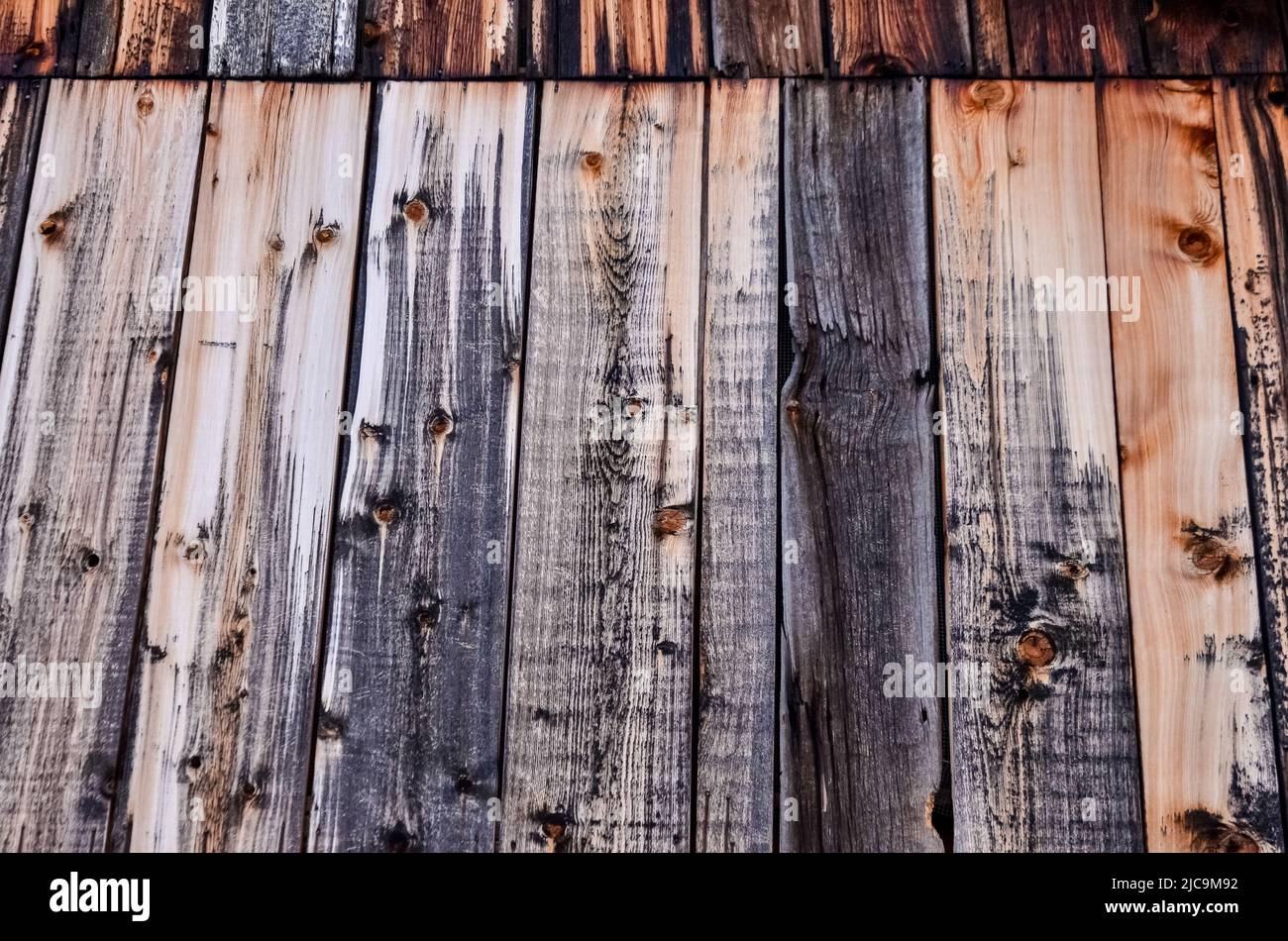 Wooden background, vintage rotten planks that survived on an old 18th ...